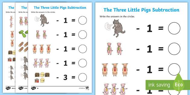 The Three Little Pigs Subtraction Worksheet / Worksheet - The Three Little