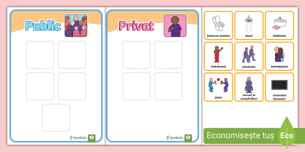 Privat sau public – Activitate de sortare Twinkl Symbols