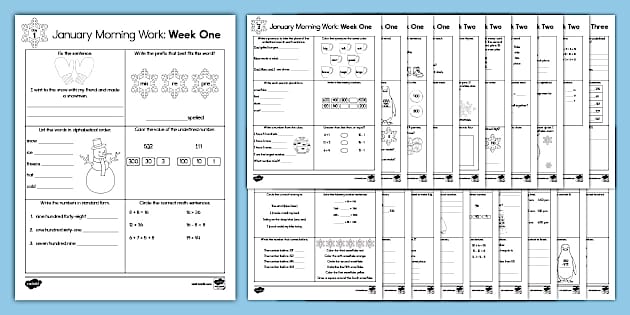Second Grade January Morning Work Bundle (teacher made)