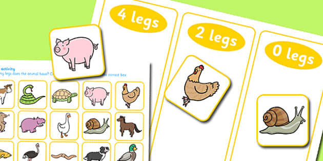 Animal Leg Sorting Activity - animals, sorting, matching, games