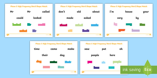 Phase 5 High Frequency Word Shape Match Worksheet - Twinkl
