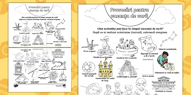 Provocări pentru vacanța de vară – Desen de colorat