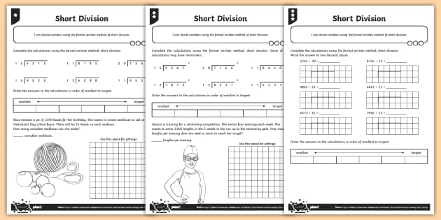 Differentiated Short Division KS2 Worksheets Twinkl