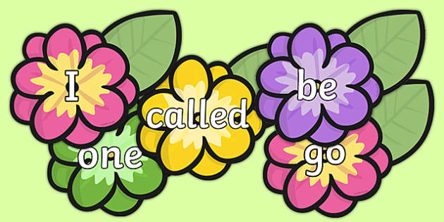 Phase 2 To 5 Tricky Words on Flowers (teacher made)