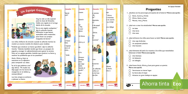 "Un equipo ganador" - Comprensión lectora - Twinkl