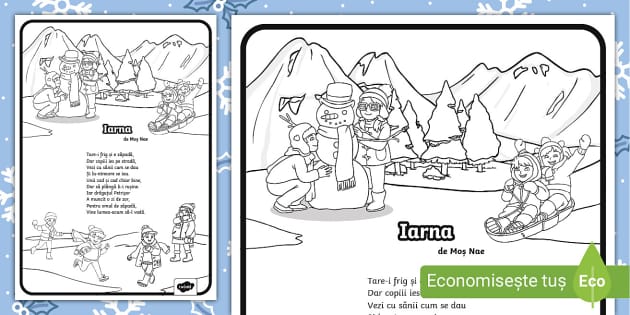 Iarna de Moș Nae – Desen de colorat (professor feito)