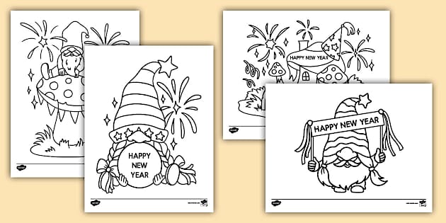 black and white coloring pages new years