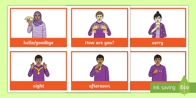 British Sign Language BSL Signs And Greeting Labels
