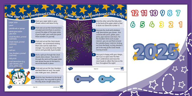 New Year's Eve Countdown Clock Craft (teacher made) - Twinkl