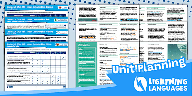 👉 Lightning Languages Spanish Colours Planning - Twinkl