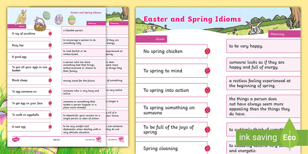 Easter and Spring Idiom Matching Worksheet (teacher made)