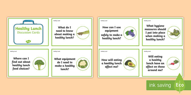 Healthy Lunch Thought Prompt Discussion Cards - Twinkl