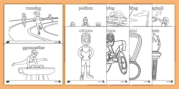 Summer Games Picture and Word Colouring Sheets | Twinkl