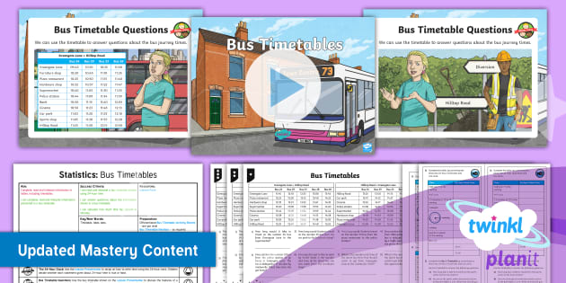 PlanIt Year 5 Statistics Bus Timetables Teaching Pack