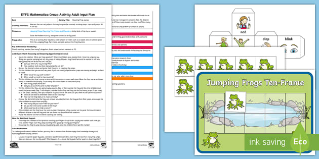 EYFS Maths: Counting Frog Jumps Group Activity Class Adult Input Plan and