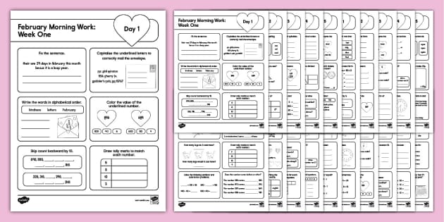 Second Grade February Morning Work Bundle (teacher made)