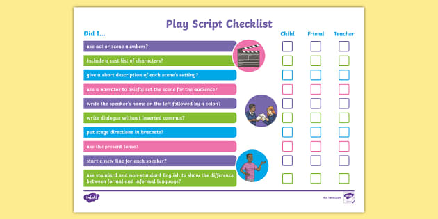 Playscript Checklist KS2 teacher Made 