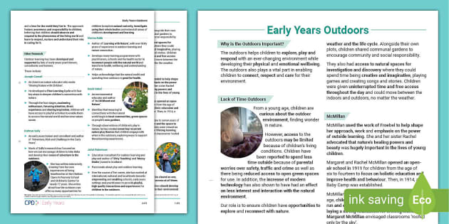 FREE! - The Kindergarten Outdoors - Kindergarten CPD - Twinkl