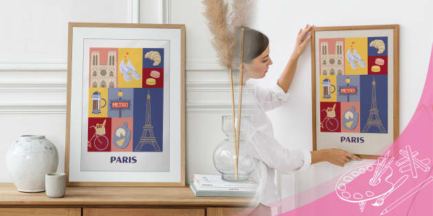 Paris City Icons and Landmarks Travel Poster (teacher made)