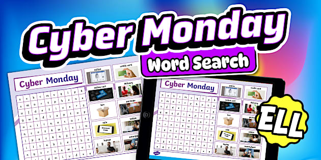 Cyber Monday Word Search for ELL (teacher made) - Twinkl