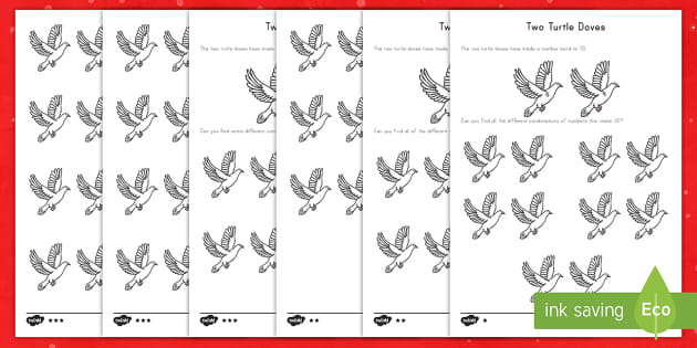 Two Turtle Doves Differentiated Activity - Christmas, math, two