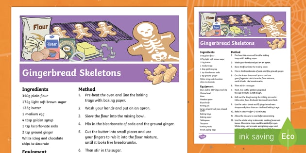 Gingerbread Skeletons Recipe (teacher made) - Twinkl