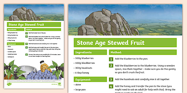 KS2 Stone Age Food Recipe | Stewed Fruit Recipe Sheet
