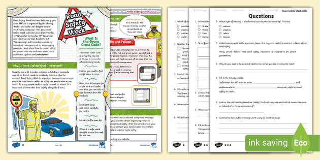 Road Safety Week UKS2 Differentiated Reading Comprehension