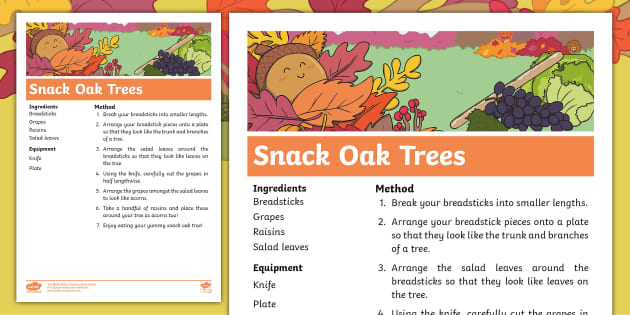 Little Acorns Snack Oak Tree Recipe (Teacher-Made) - Twinkl