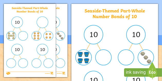  Seaside Themed Part Whole Number Bonds To 10 Activity