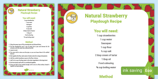 Natural Strawberry Playdough Recipe (teacher made)