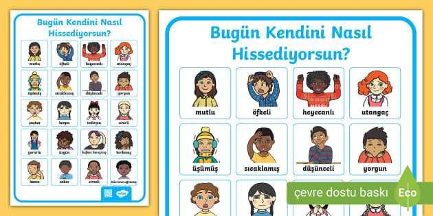 Bugün Nasıl Hissediyorsun? | Duygular Tablosu - Twinkl Bugün Nasıl Hissediyorsun? | Duygular Tablosu - Twinkl