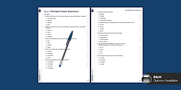 KS3 Space Multiple Choice Questions (teacher made) - Twinkl
