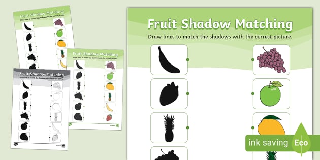 Fruit Shadow Matching Worksheet (professor feito) - Twinkl Fruit Shadow Matching Worksheet (professor feito) - Twinkl