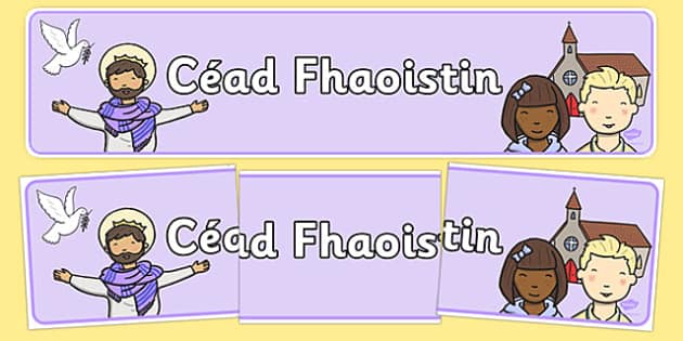 Céad Fhaoistin First Confession Display Banner - Twinkl
