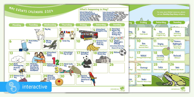 May Events and Play-Along Calendar Pack (2024) - Twinkl