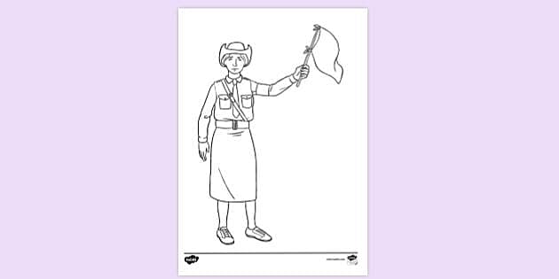 Elizabeth O'Farrell Carrying White Flag - Colouring Sheet