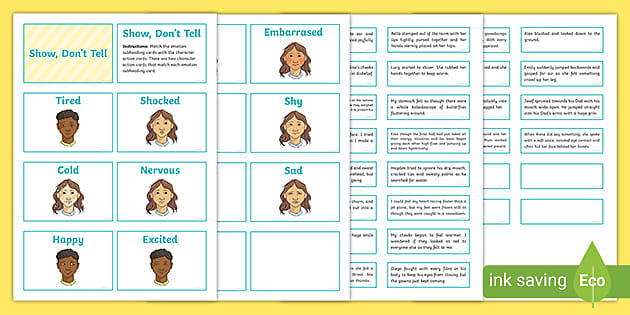 Creative Writing: Show, Don’t Tell Sorting Cards Activity