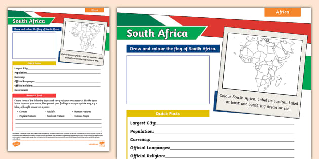 KS2 South Africa Research Activity - Geography - Africa