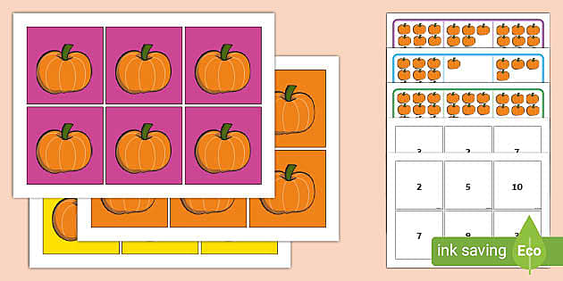 Pumpkin Number and Matching Quantity Bingo 1-10 - Twinkl