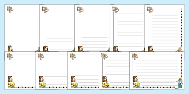 KS2 Alice in Wonderland Page Border Pack to Support Teaching on Alice’s