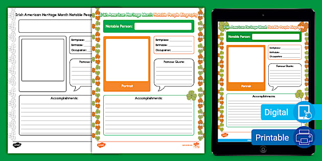 Irish American Heritage Month Notable People Biography