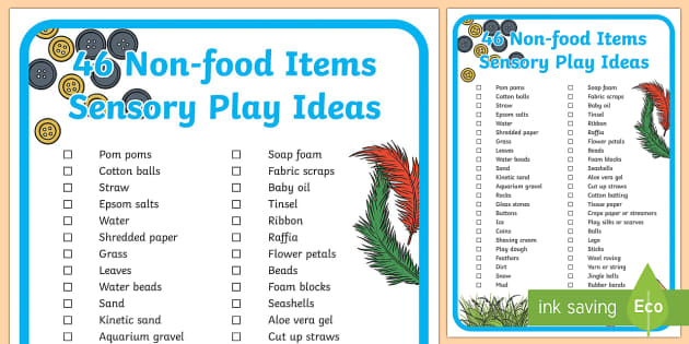 Non-food Items Sensory Play Ideas A4 Display Poster