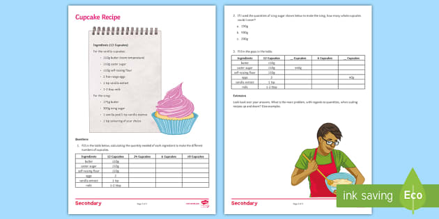 Cupcake Recipe Worksheet / Worksheet (Teacher-Made)
