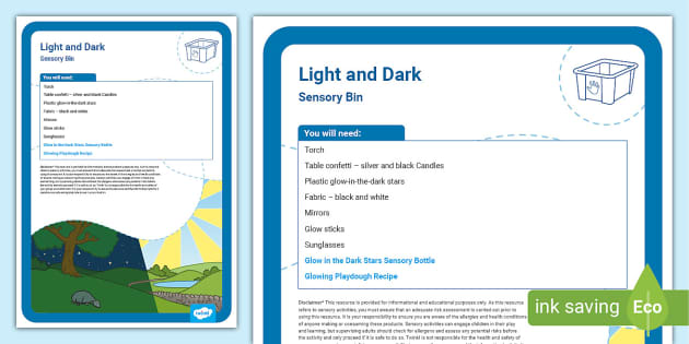 Light and Dark Sensory Bin and Resource Pack - Twinkl
