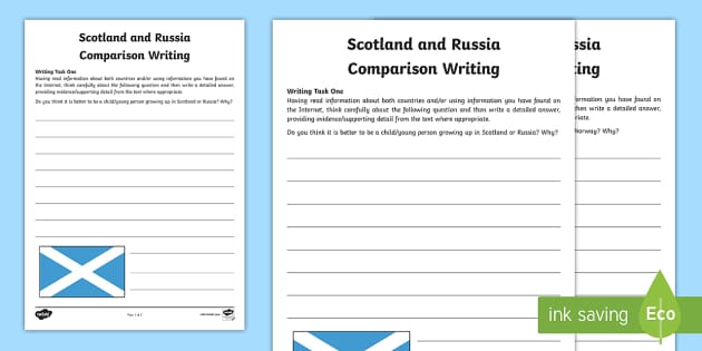 Scotland and Russia Comparison Writing Worksheet - Twinkl