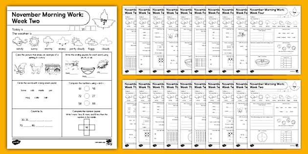 Third Grade November Morning Work Bundle (teacher made)