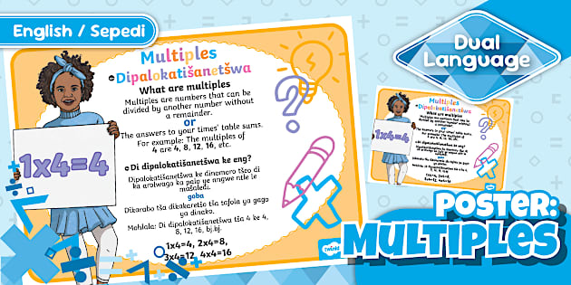 Grade 4 Maths: Multiples: Poster – Sepedi/English