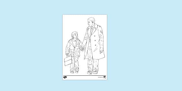 Parent and School Child Colouring Sheet | Twinkl
