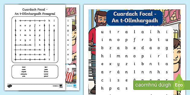 Supermarket Vocabulary Word Search Gaeilge - Twinkl